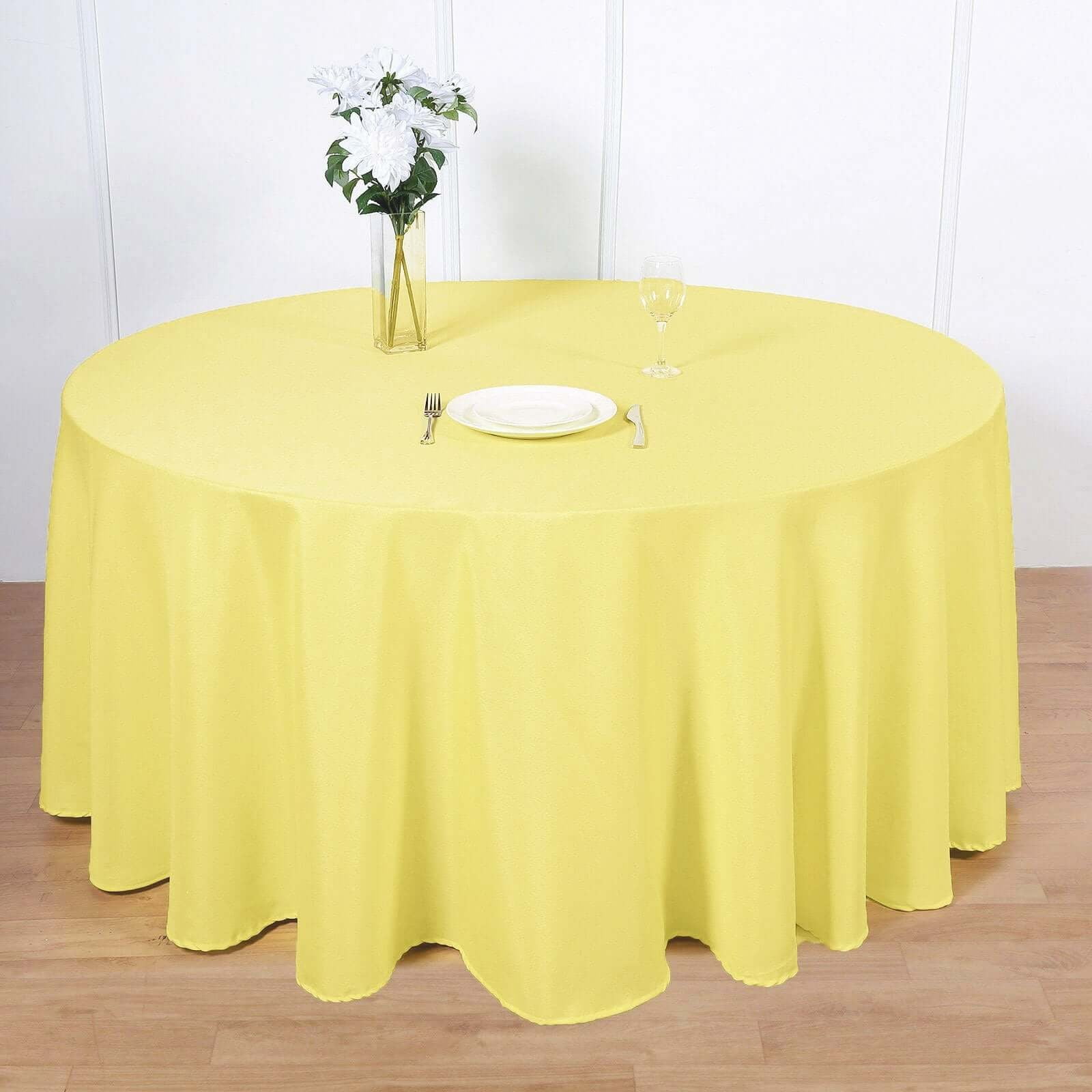 BalsaCircle 120" Yellow Round Polyester Tablecloth Wedding Table Linens ...