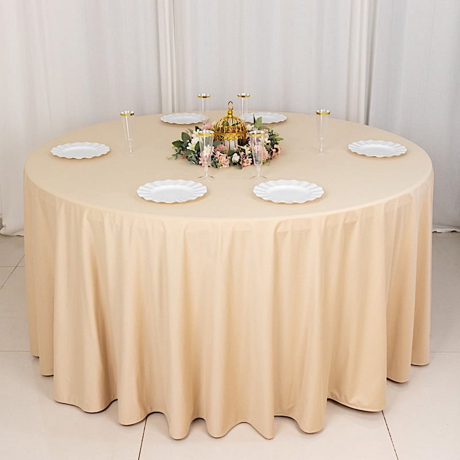 BalsaCircle 120 in Beige Scuba Polyester Round Tablecloth Party Linens ...