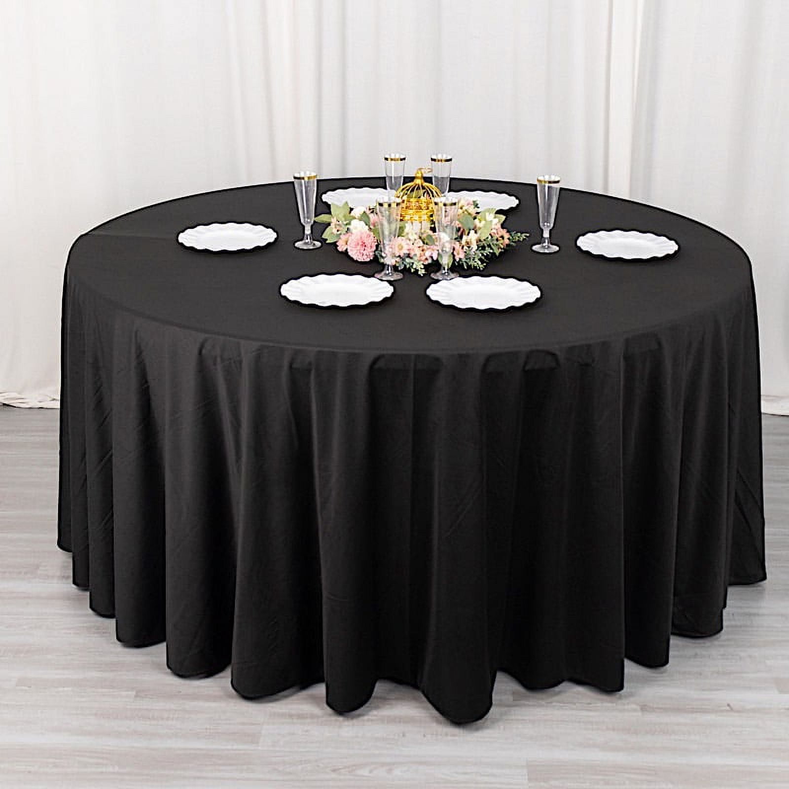 BalsaCircle 120 in Black Scuba Polyester Round Tablecloth Party Linens ...