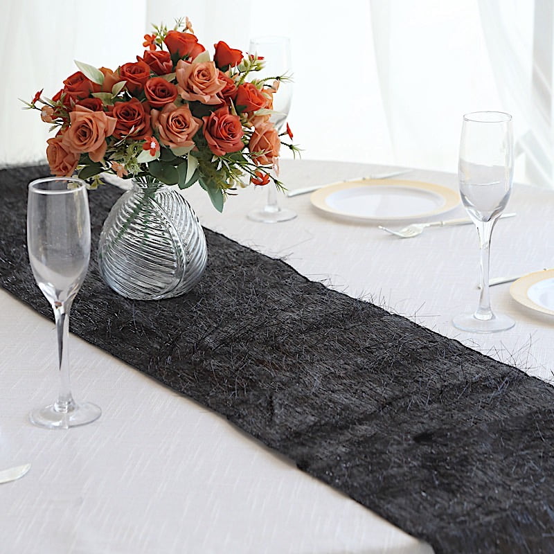 BalsaCircle 12x108 in Black Metallic Tinsel Polyester Table Runner ...