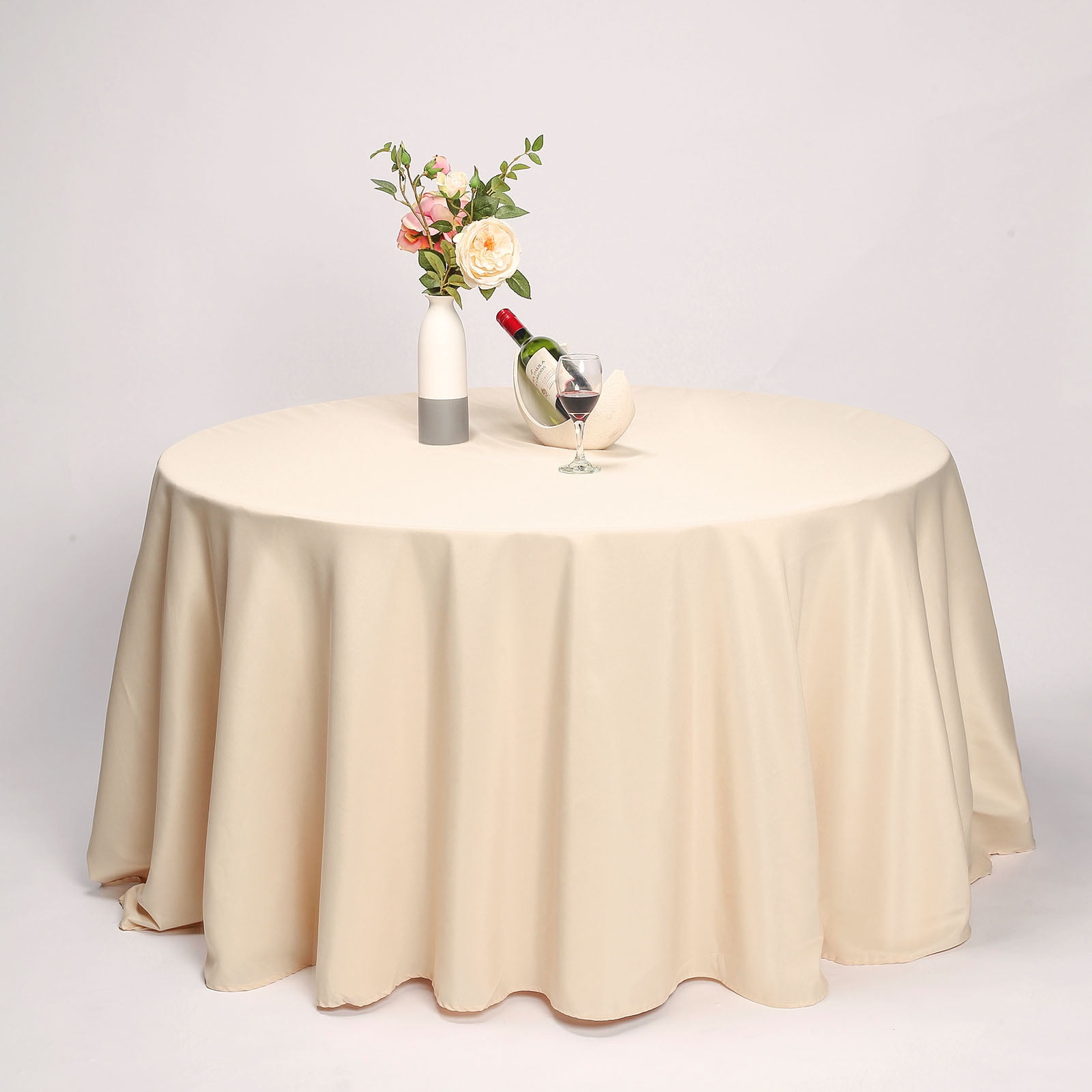 BalsaCircle 132" Round Polyester Tablecloths Wedding Beige - Walmart.com