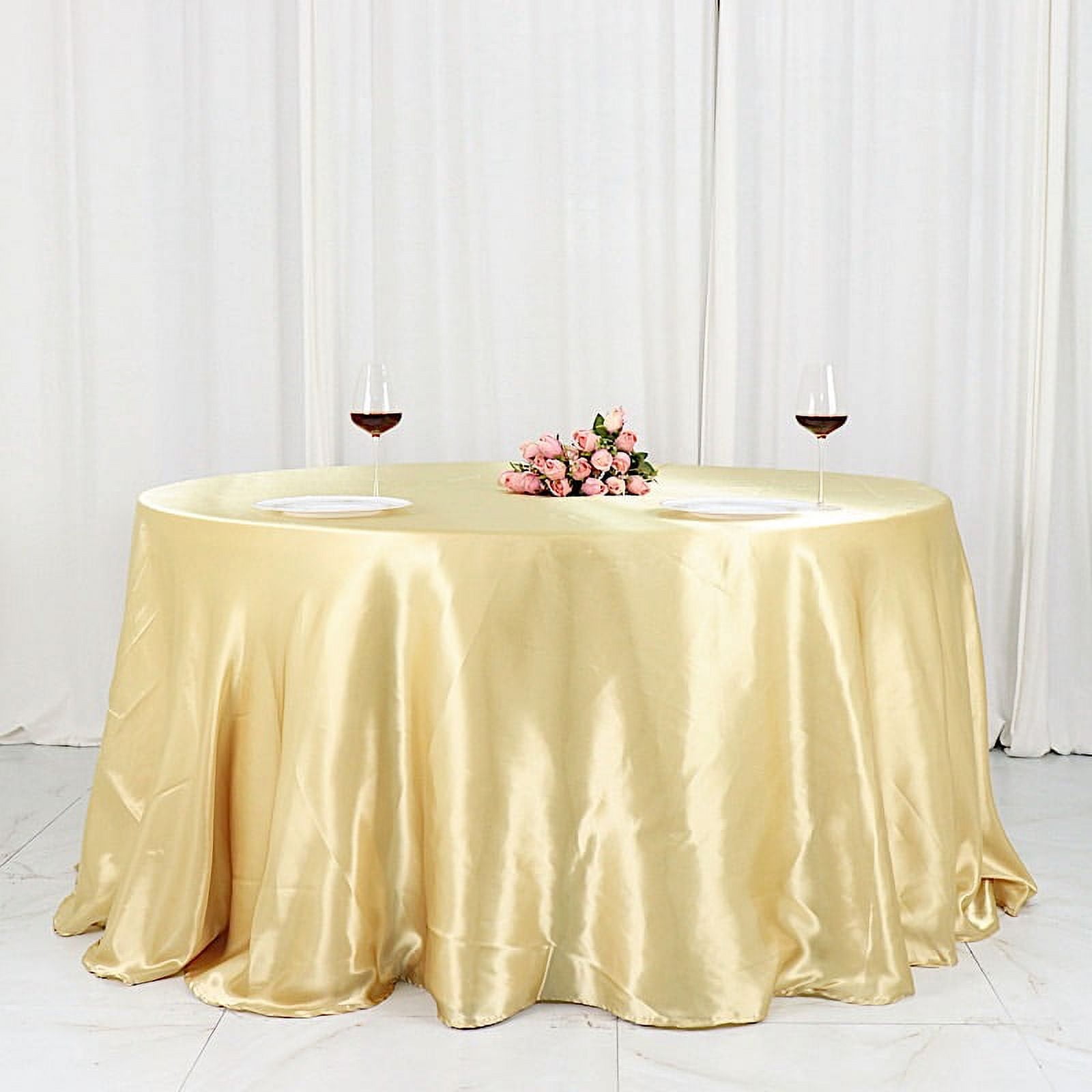 BalsaCircle 132 in Champagne Satin Round Tablecloth Wedding Party ...