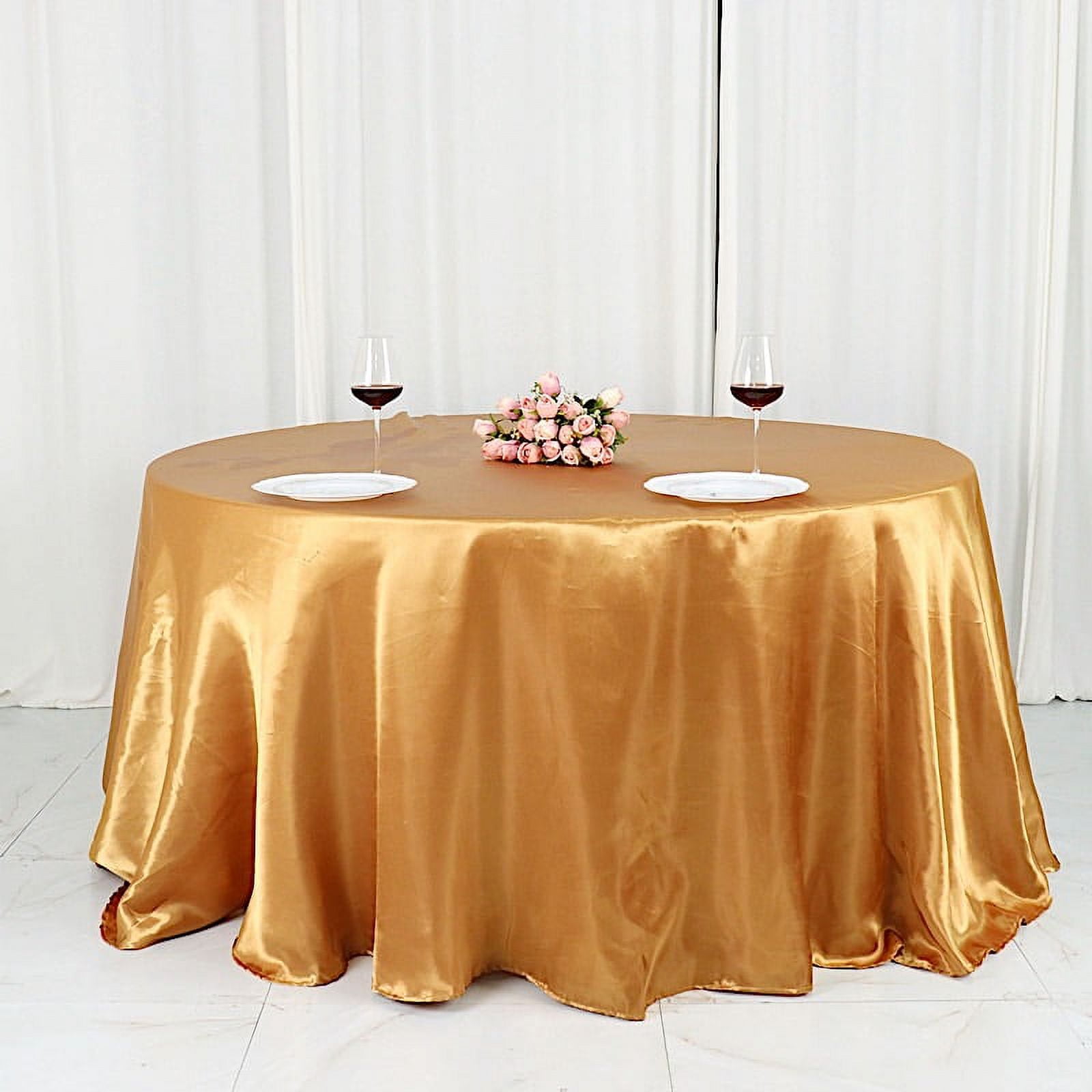 BalsaCircle 132 in Gold Satin Round Tablecloth Wedding Party Events ...