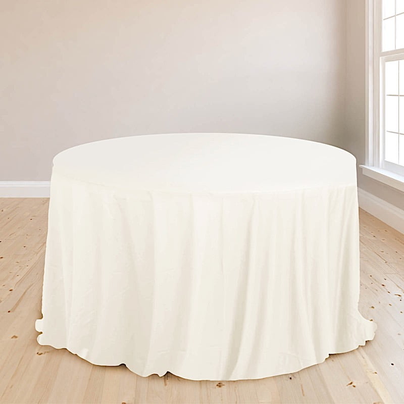 BalsaCircle 132 in Ivory Scuba Polyester Round Tablecloth Party Linens Events Reception ...