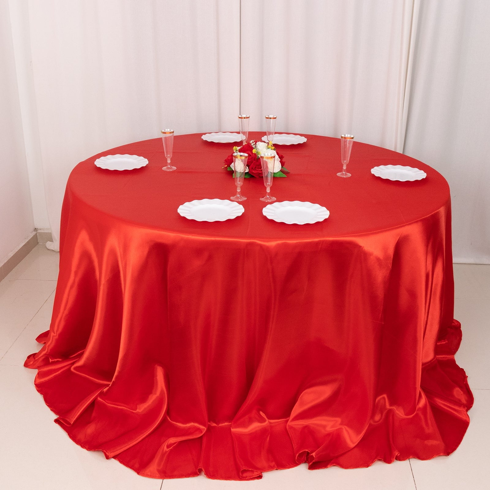 BalsaCircle 132 in Red Satin Round Tablecloth Wedding Party Events ...