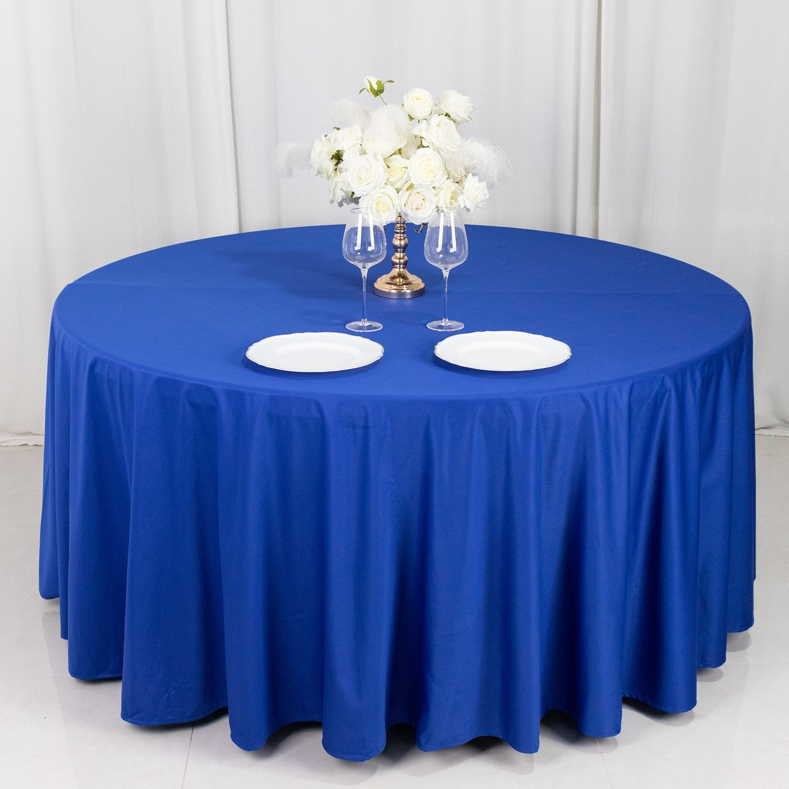 BalsaCircle 132 in Royal Blue Scuba Polyester Round Tablecloth Party ...