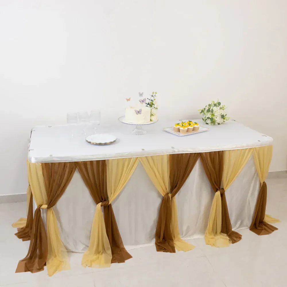 BalsaCircle 14 feet Champagne Gold Sheer Chiffon Ruffle Table Skirt ...