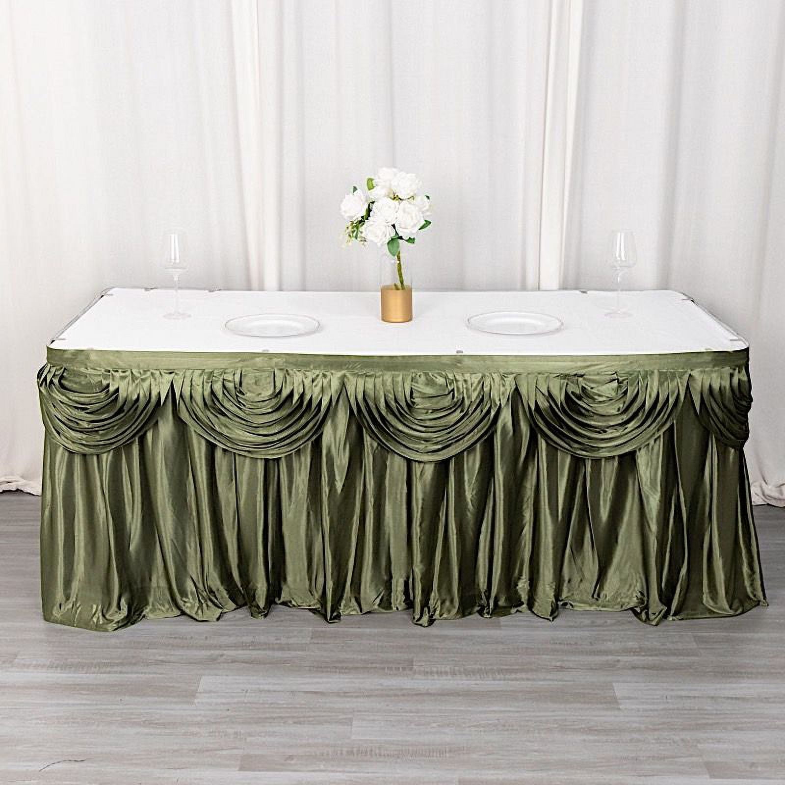 BalsaCircle 14 feet x 29" Eucalyptus Sage Green Satin Drape Banquet ...