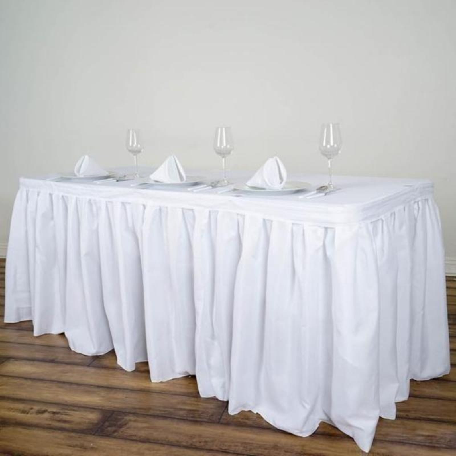 BalsaCircle 14 feet x 29" Polyester Banquet Table Skirt White - Walmart.com