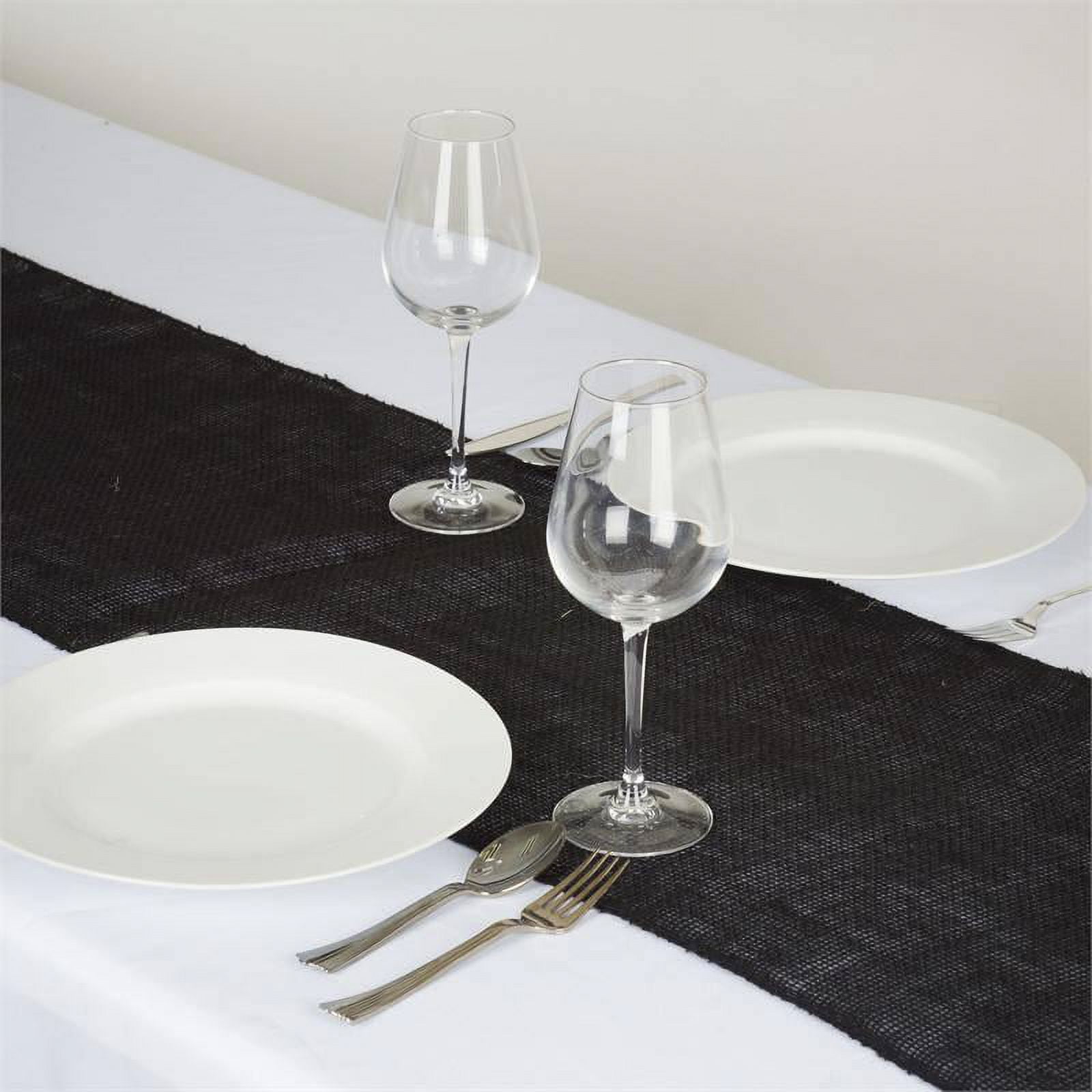 BalsaCircle 14" x 108" Natural Burlap Table Runner Black - Walmart.com