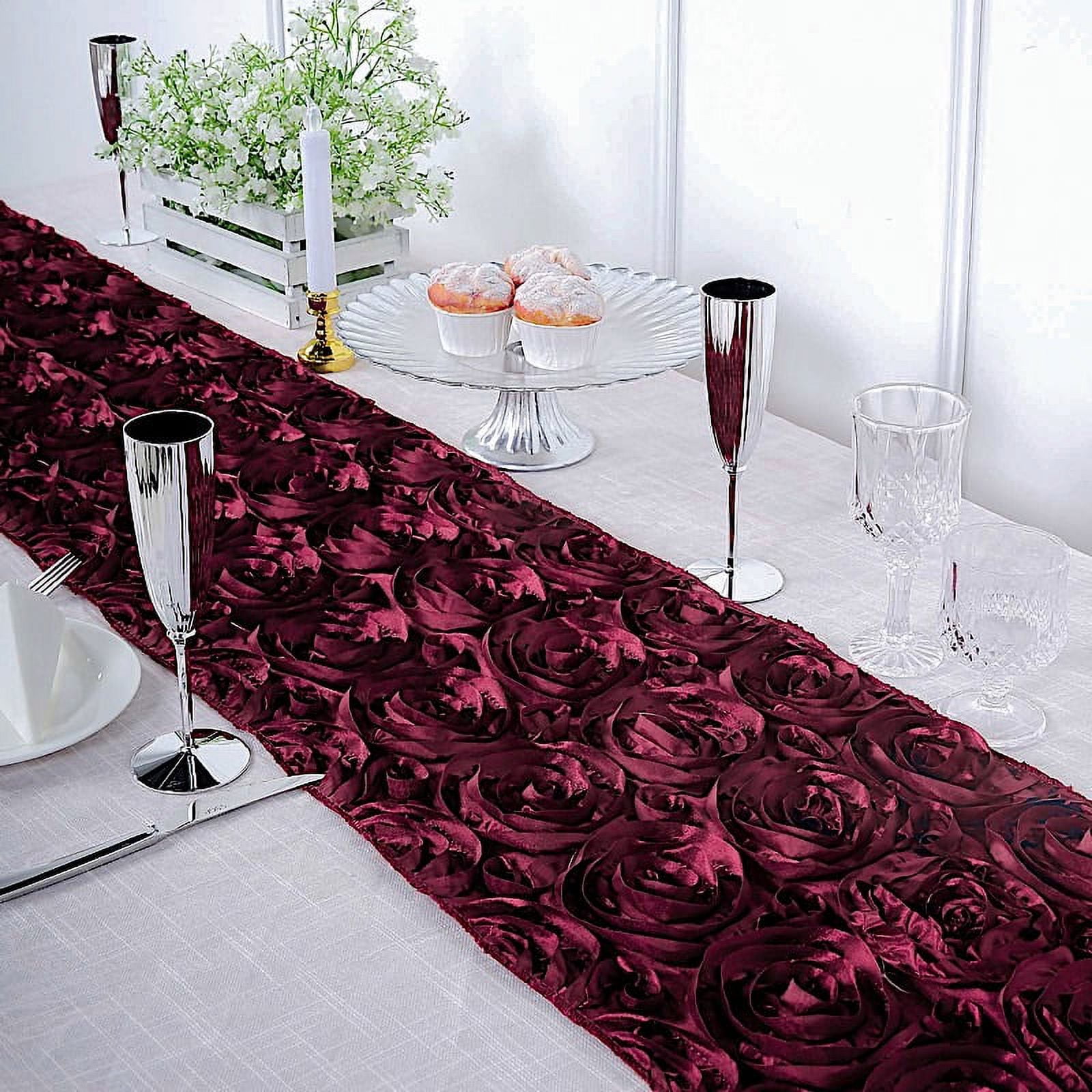 BalsaCircle 14" x 108" Raised Roses Floral Table Top Runner Wedding ...