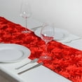 BalsaCircle 14" x 108" Red Satin Raised Roses Floral Table Runner for ...