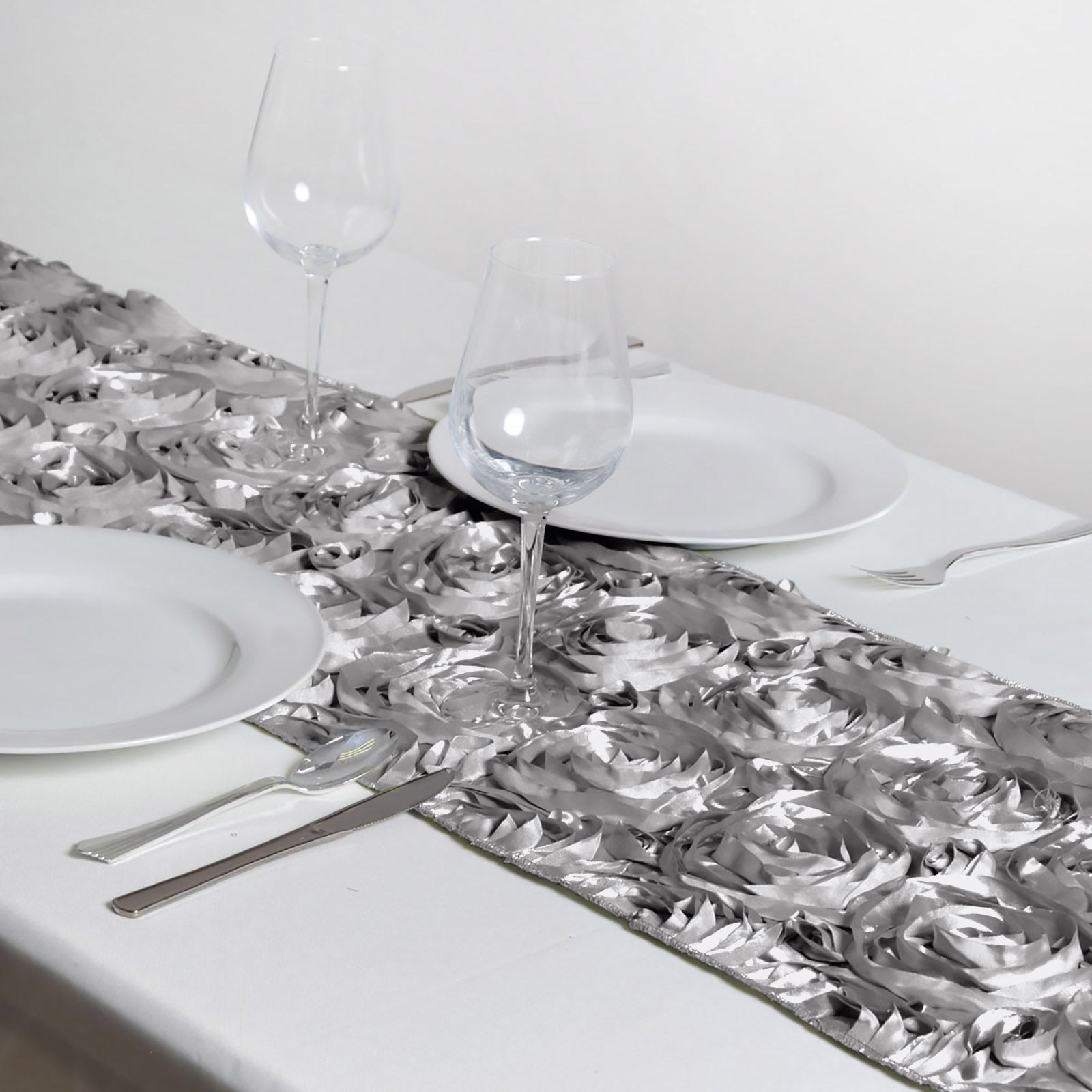 BalsaCircle 14" x 108" Raised Roses Floral Table Top Runner Wedding ...