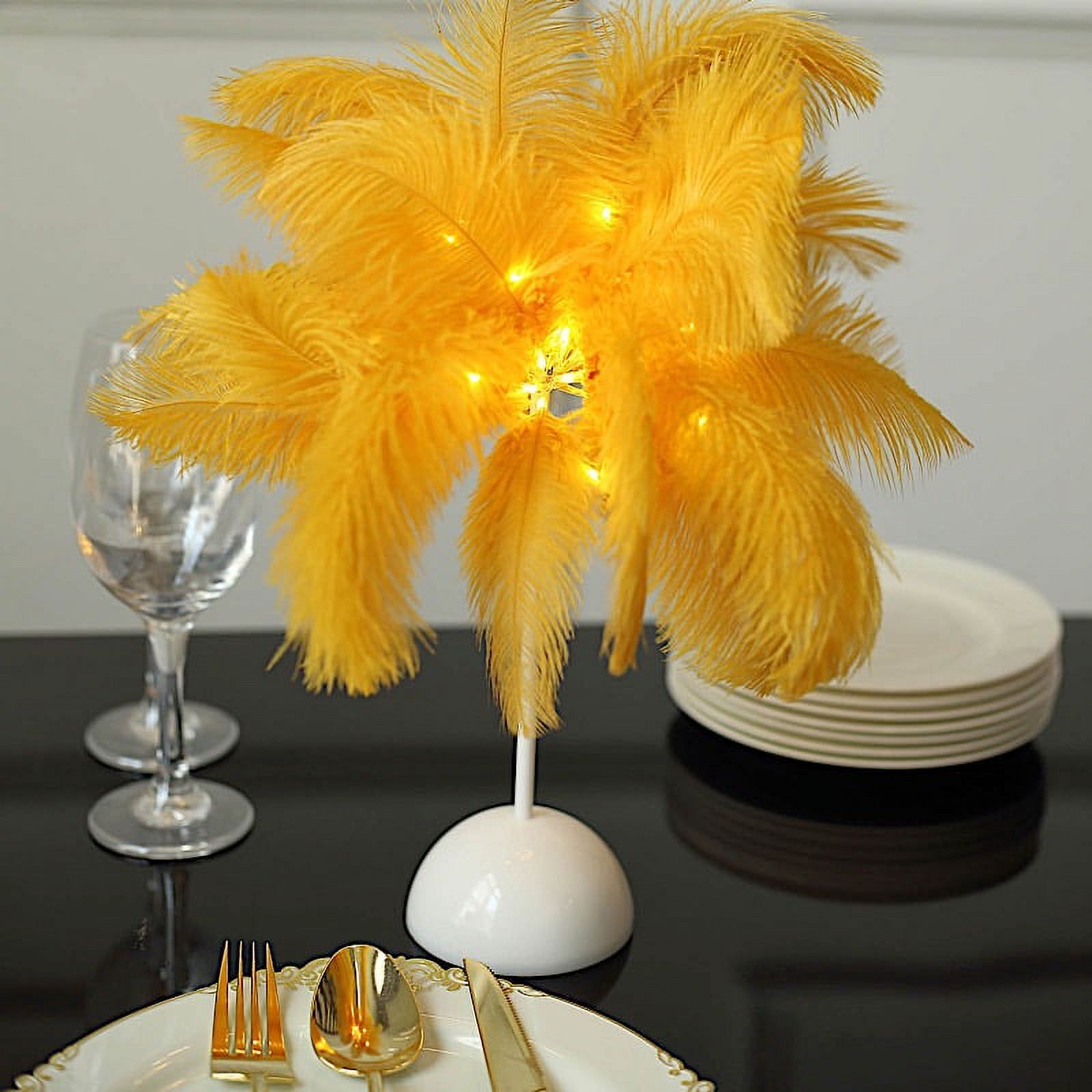 BalsaCircle 15 in Gold Ostrich Feather LED Table Lamp Centerpiece ...