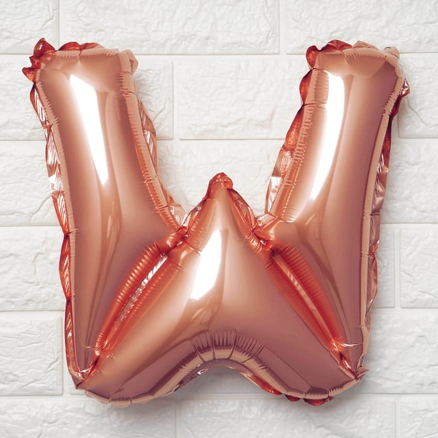 BalsaCircle 16" Rose Gold Letter W Mylar Foil Plain Balloon Wedding ...