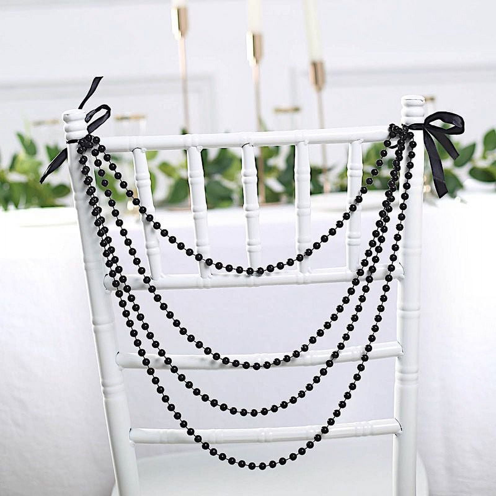 BalsaCircle 16 in Black Pre-Tied Faux Pearl Garland Chiavari Chair Back ...
