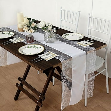 BalsaCircle 14" x 108" White Lace Table Top Runner Party Linens Dinner ...