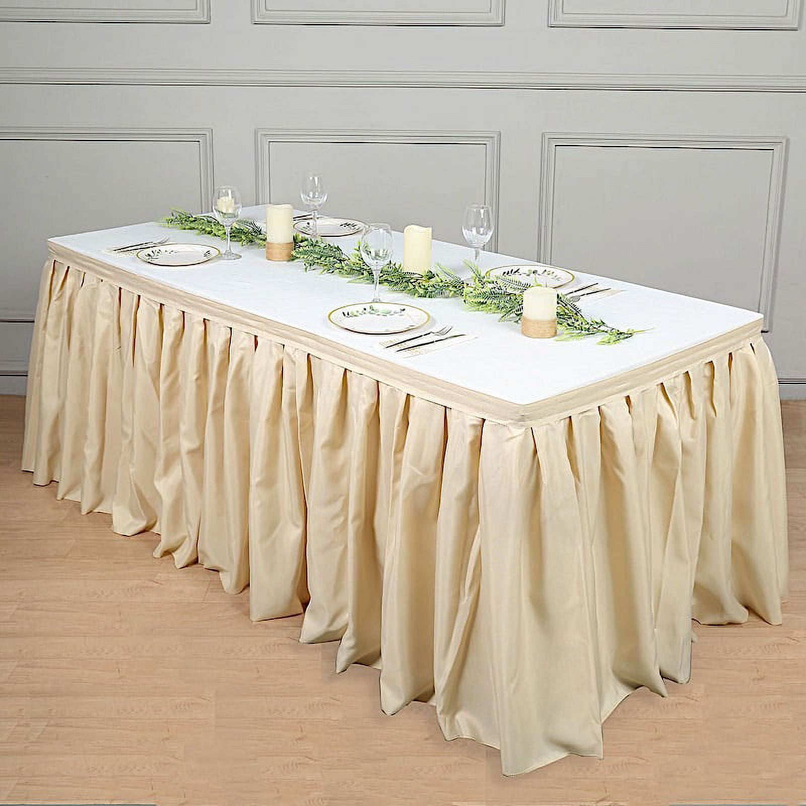 BalsaCircle 17 feet x 29" Polyester Banquet Table Skirt Beige - Walmart.com