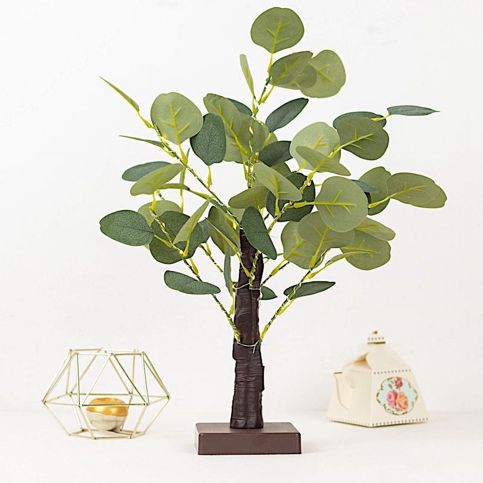 BalsaCircle 17 in Brown Green LED Tree Lighted Artificial Eucalyptus ...