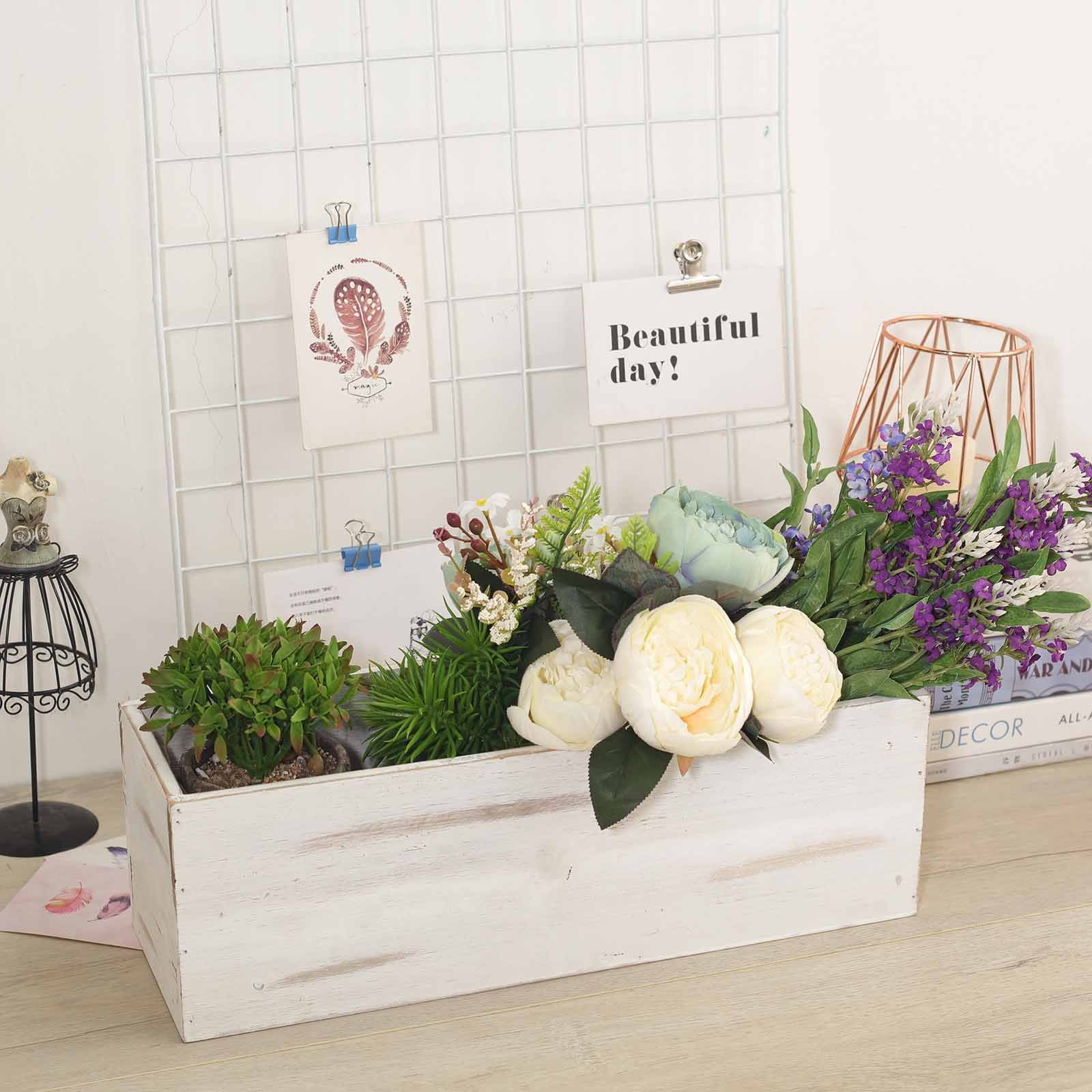 Balsa Circle 18x6" Natural Whitewashed Wood Rustic Rectangular Planter ...