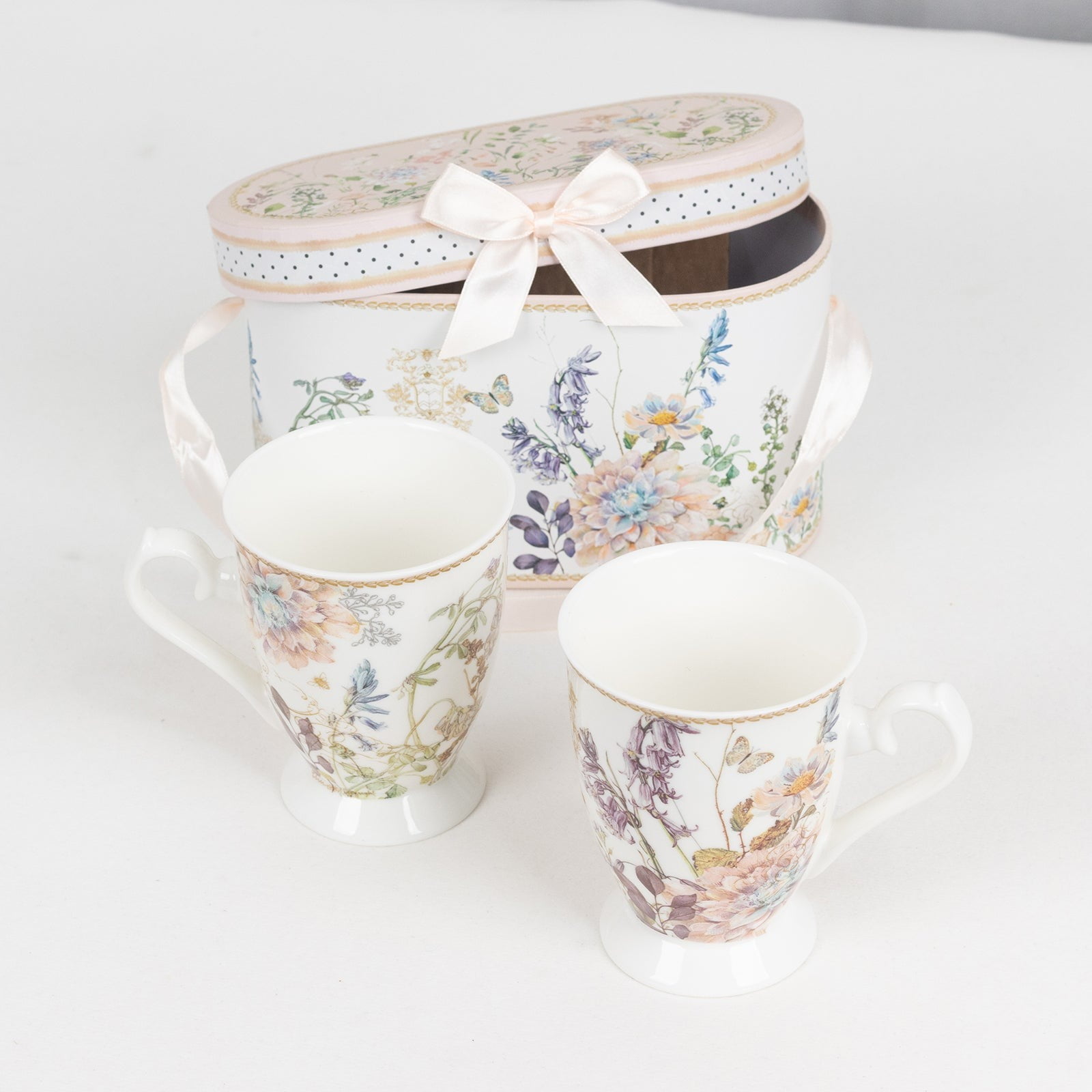 Balsa Circle 2 Blush Porcelain Coffee Cups with Gift Box and Ribbon ...