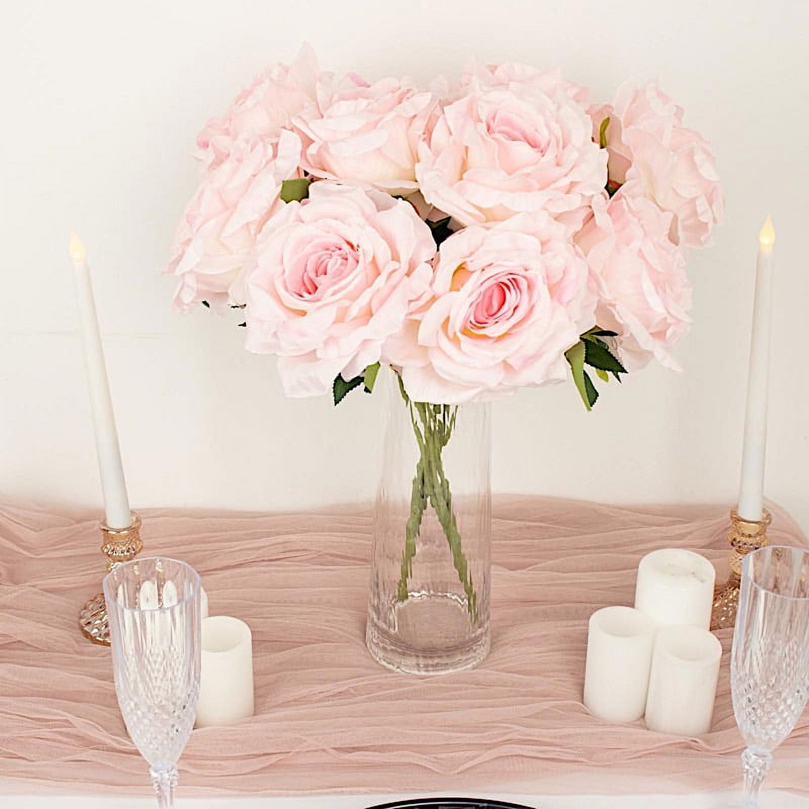 BalsaCircle 2 Bushes Blush 17 in Large Artificial Flowers Premium Silk ...