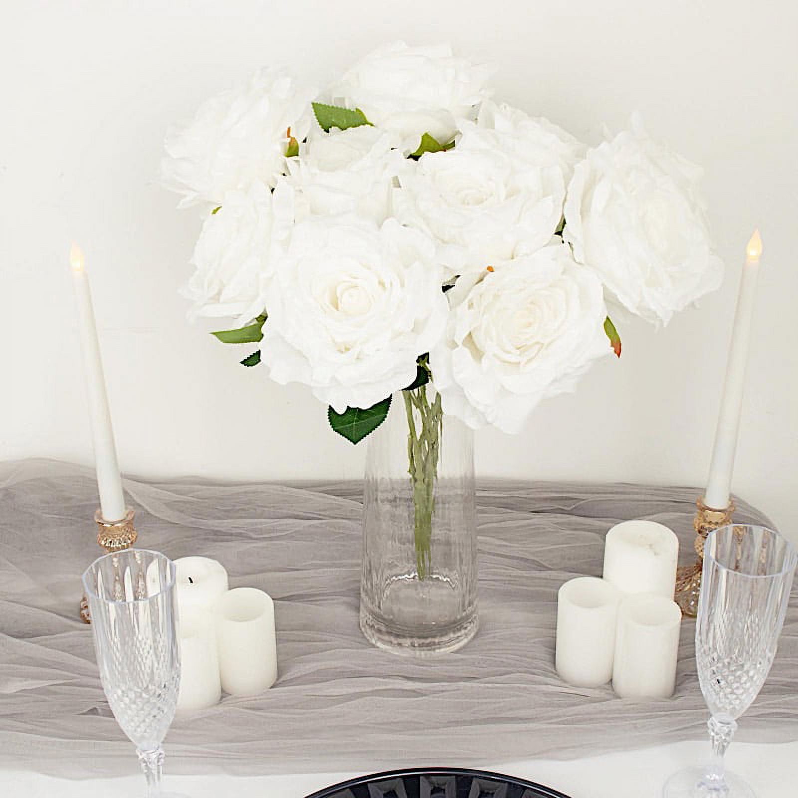 BalsaCircle 2 Bushes White 17 in Large Artificial Flowers Premium Silk ...