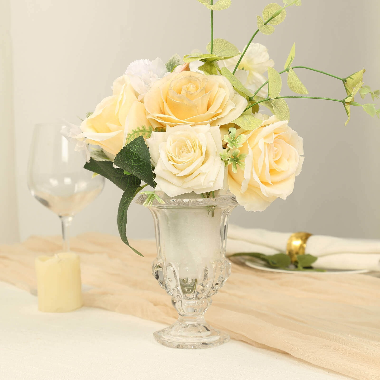 BalsaCircle 2 Clear 6.5 in Classic Roman Urn Style Glass Flower Vases ...