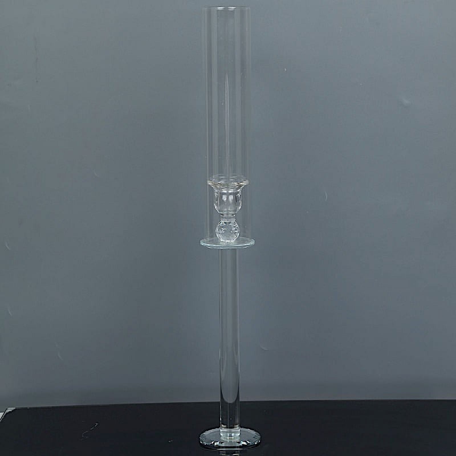 BalsaCircle 2 Crystal Clear 22" Glass Hurricane Taper Candle Holders ...