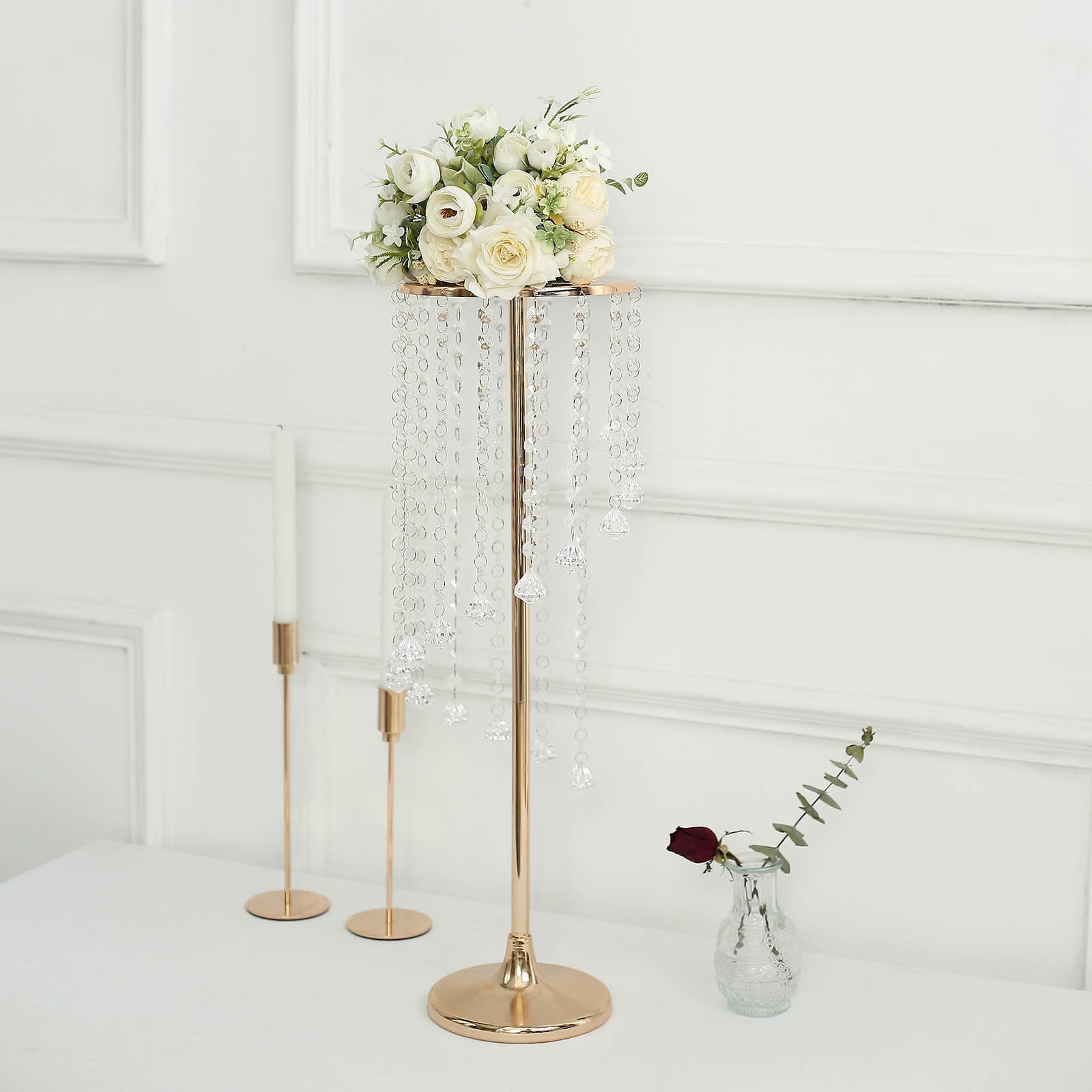 BalsaCircle 2 Gold 24 in Metal Flower Display Stands Spiral Hanging ...