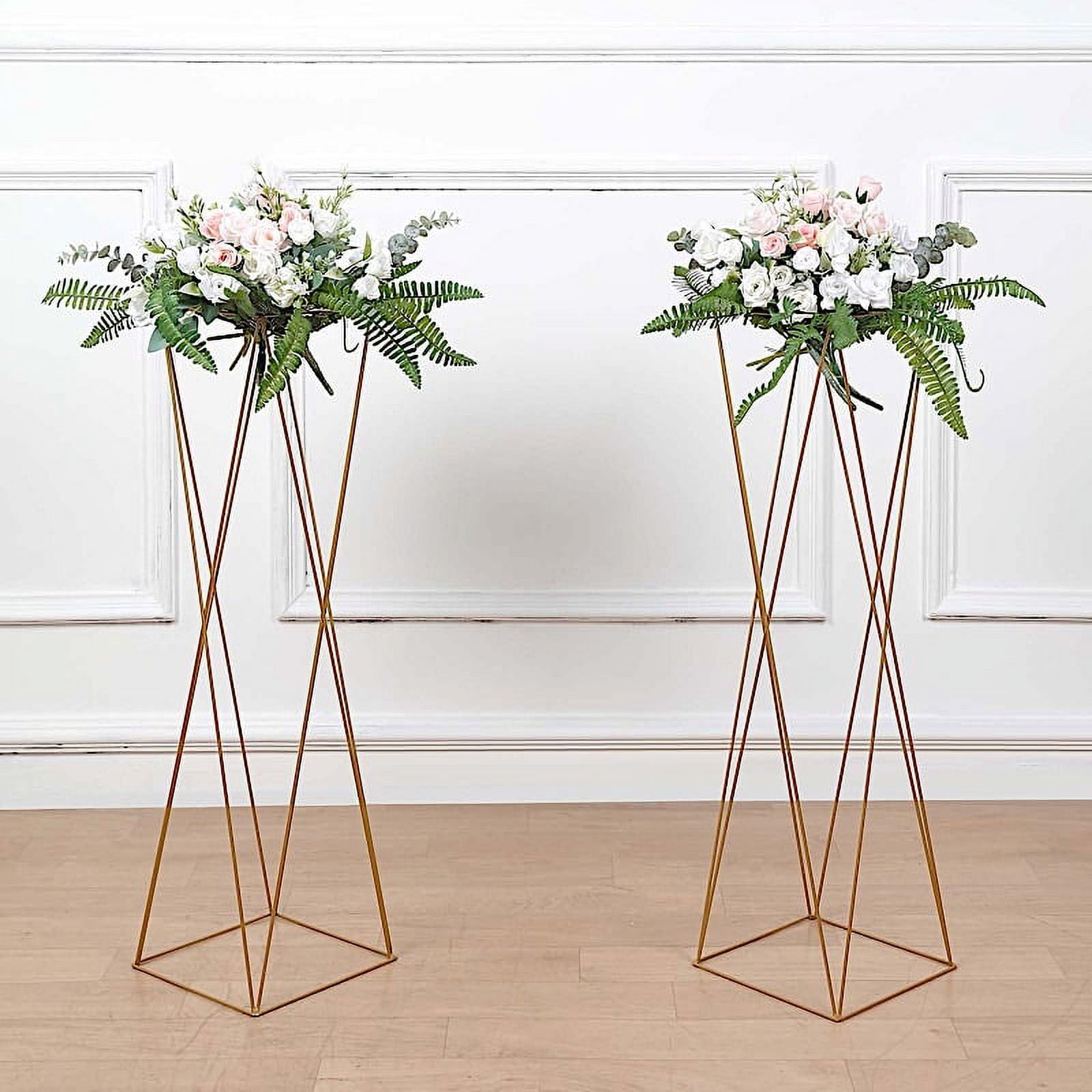 BalsaCircle 2 Gold 32" Crisscross Geometric Metal Flower Stands ...