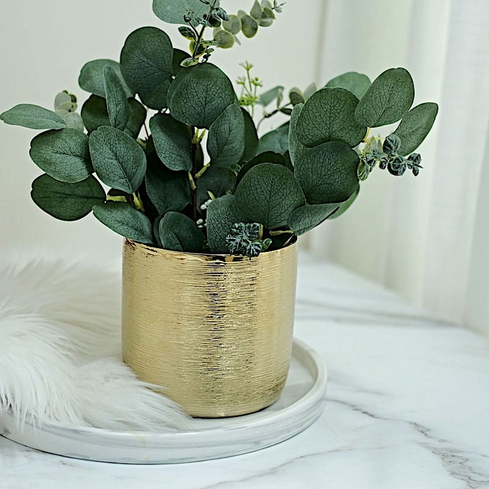 BalsaCircle 2 Gold 5 in Round Metallic Ceramic Succulent Planters ...