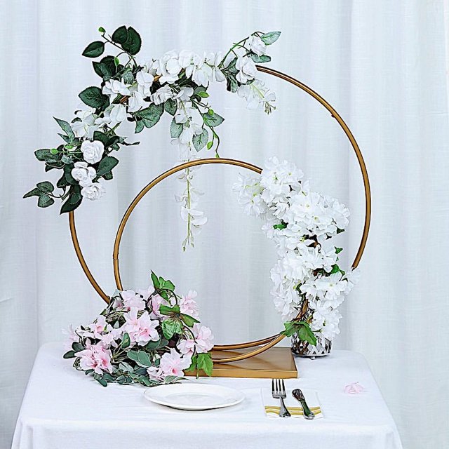 BalsaCircle 2 Gold Standing Wreath Rings Metal Round Hoops Wedding ...