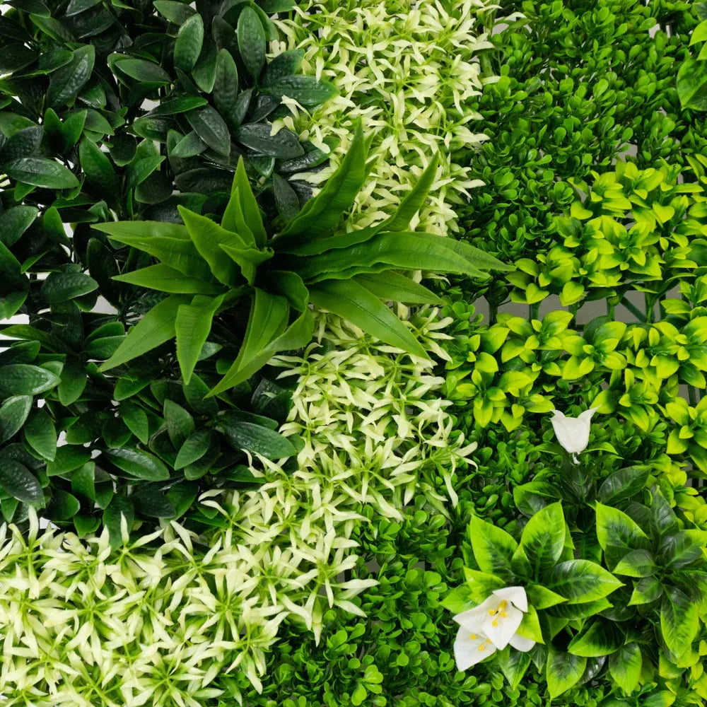 BalsaCircle 2 Green Artificial Variegated Leaves and White Flowers ...