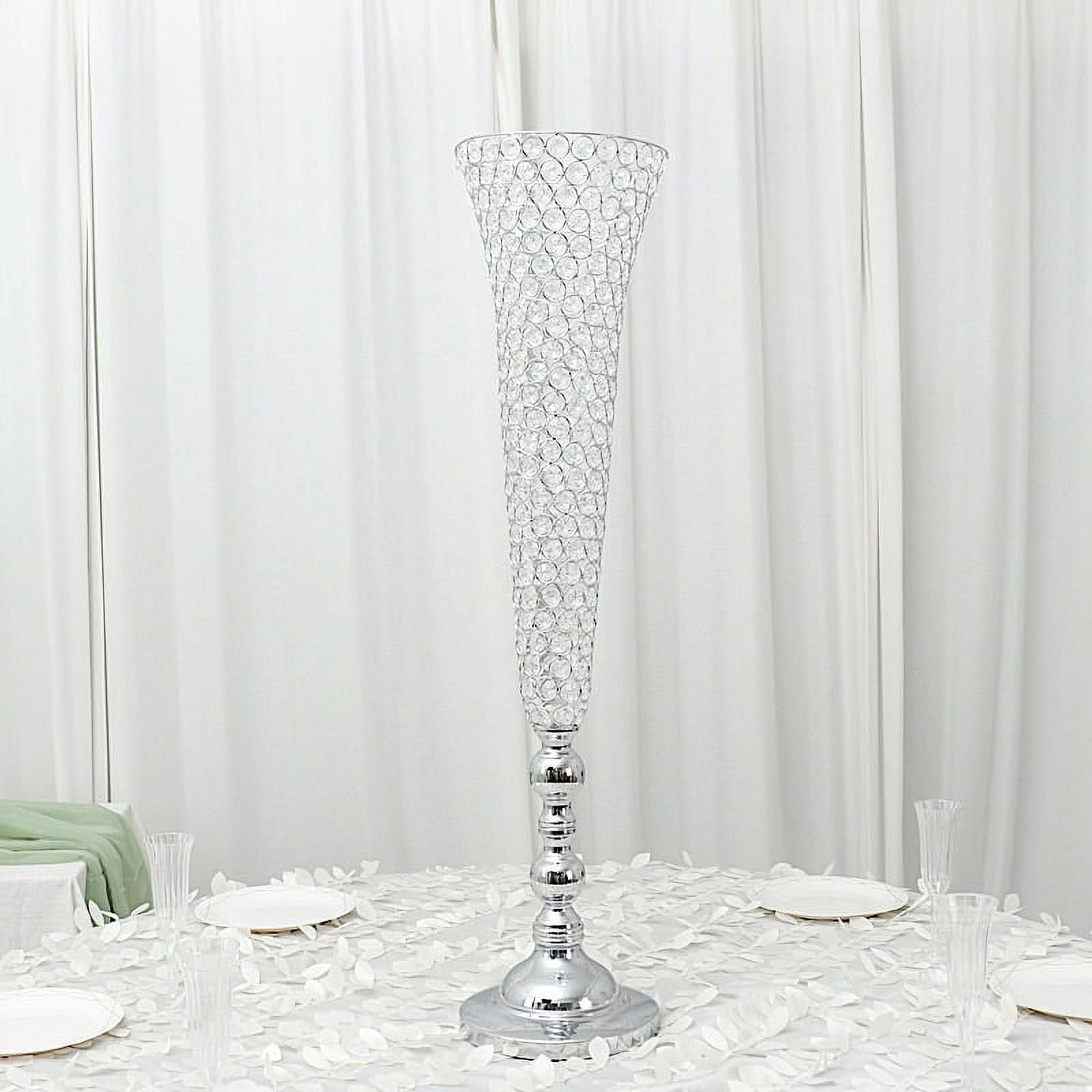 BalsaCircle 2 Metal 40"Crystal Beaded Metal Trumpet Vases Centerpieces ...