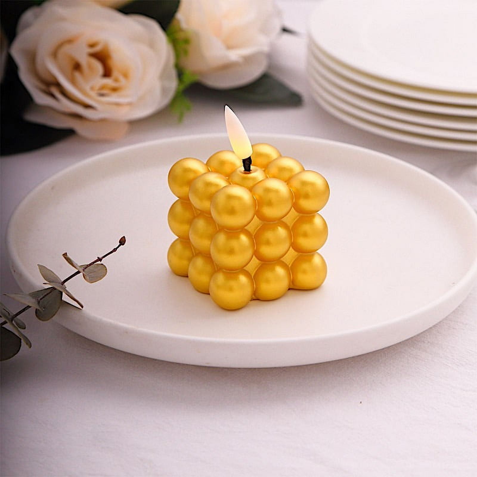BalsaCircle 2 Metallic Gold 2 in Flameless LED Light Bubble Cube ...