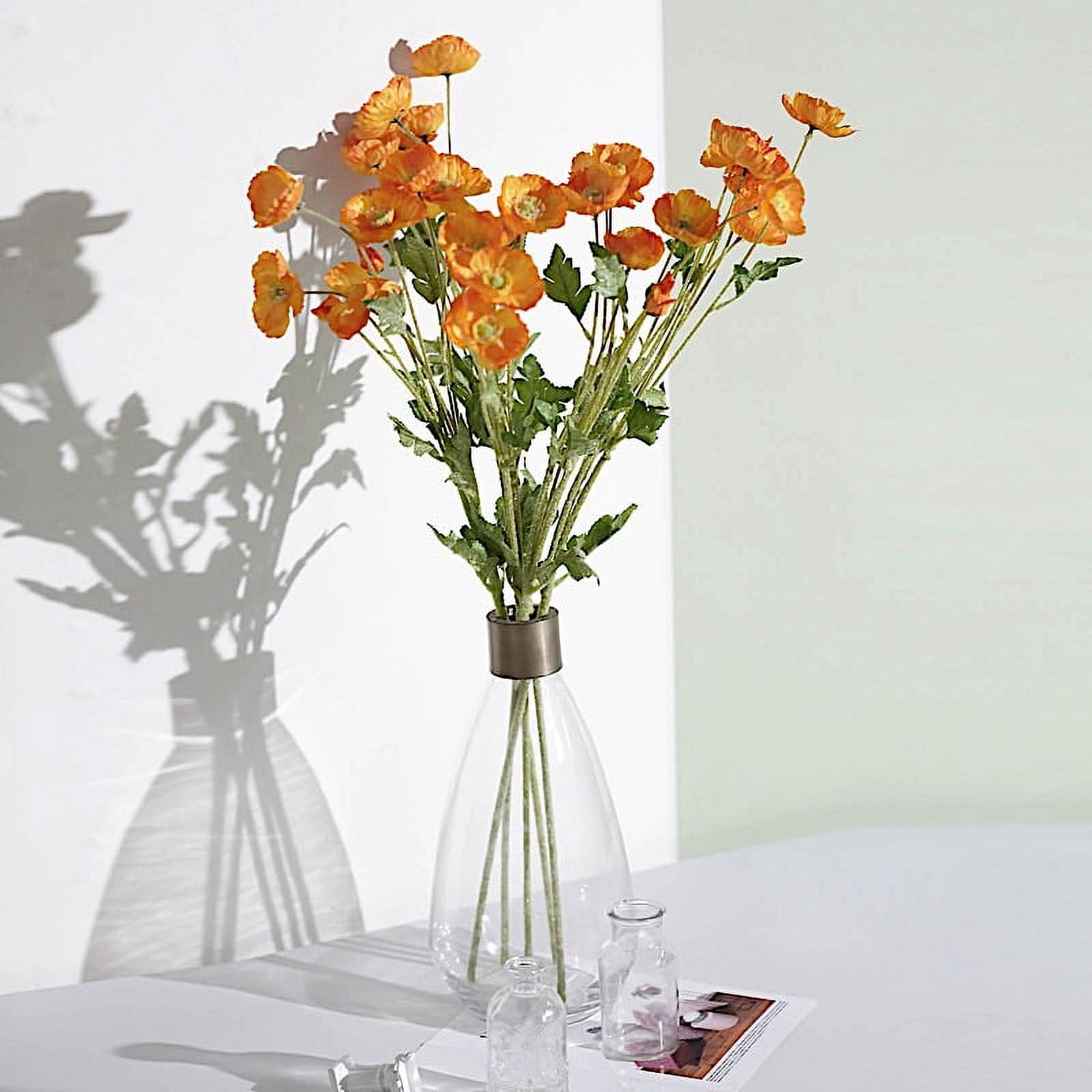 BalsaCircle 2 Orange 33" Stem Silk Poppy Sprays Artificial Flower ...