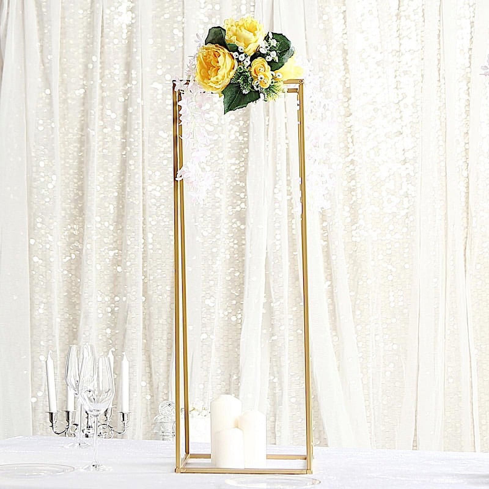 BalsaCircle 2pcs 32" Gold Matte Metal Geometric Stands Floral Holder ...