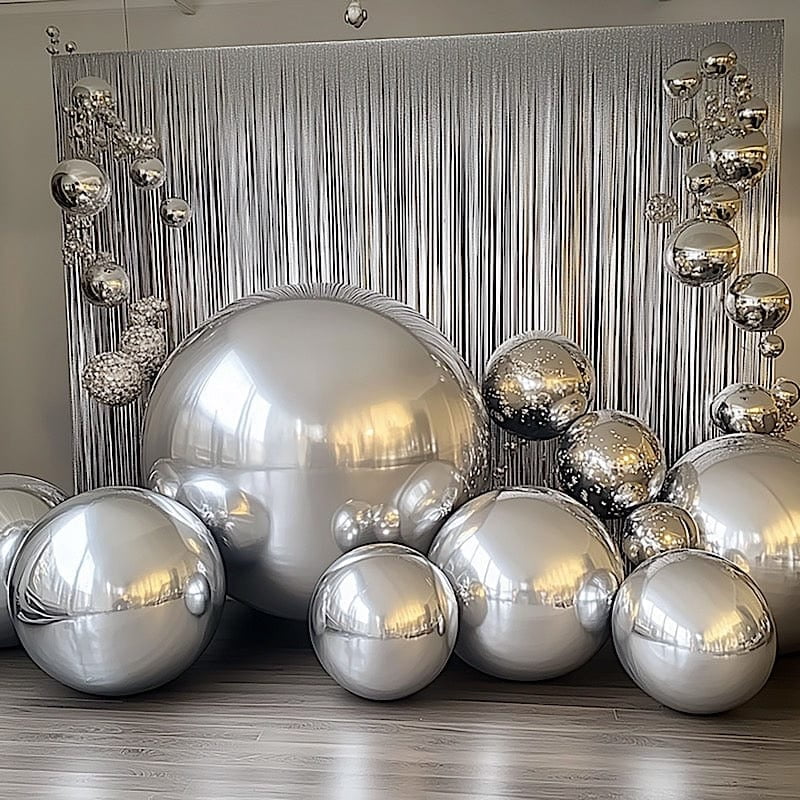 BalsaCircle 2 Pieces Large Round Metallic Silver 43" Mylar Foil Plain ...