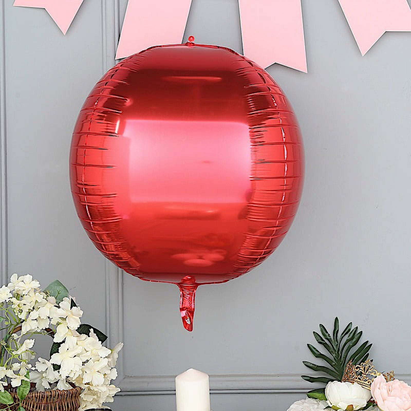 BalsaCircle 2 Red 18" 4D Round Balls Orbs Mylar Foil Plain Balloons ...