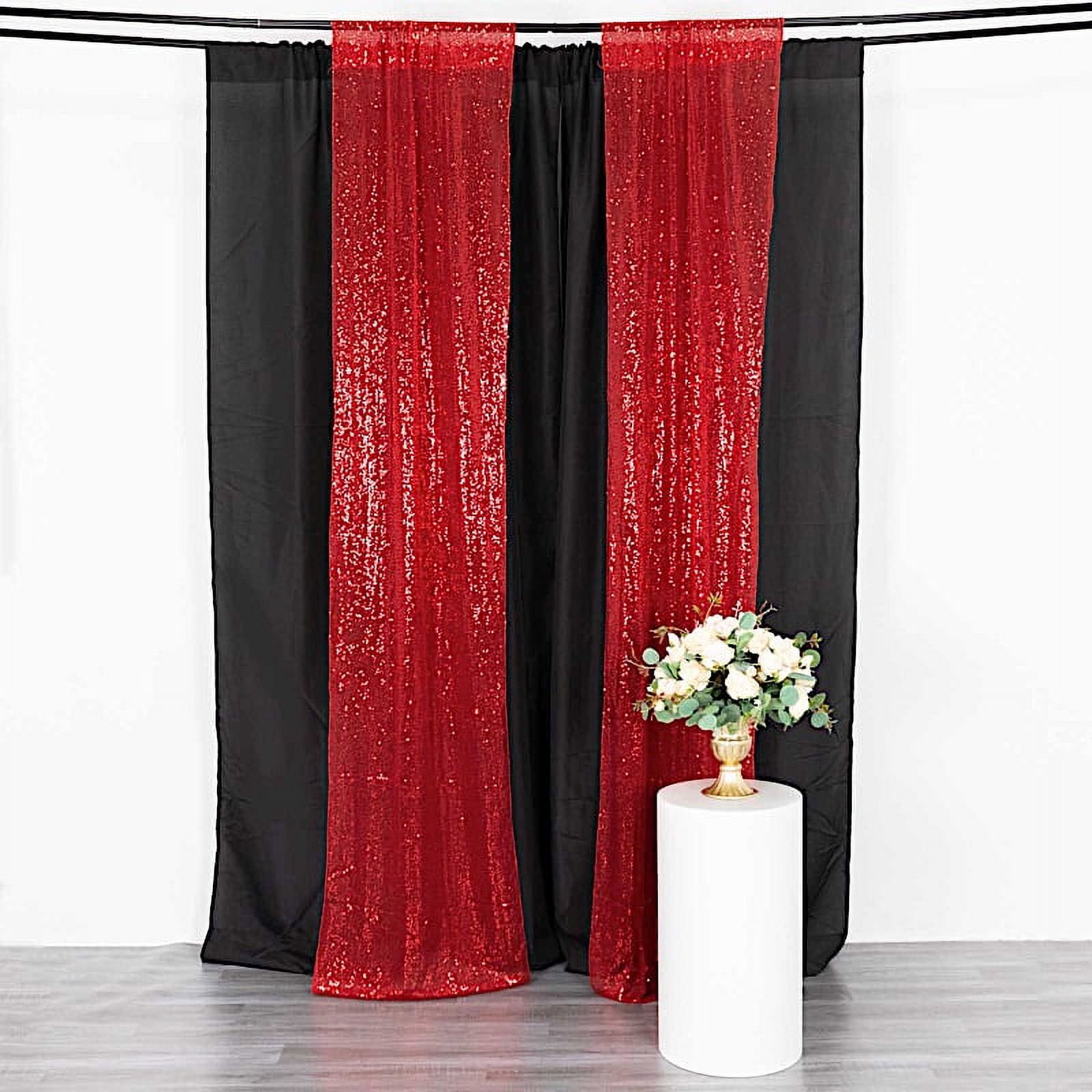 Balsa Circle 2 Red Panels 8 x 2 feet Sequin Drapery Backdrop Curtains ...