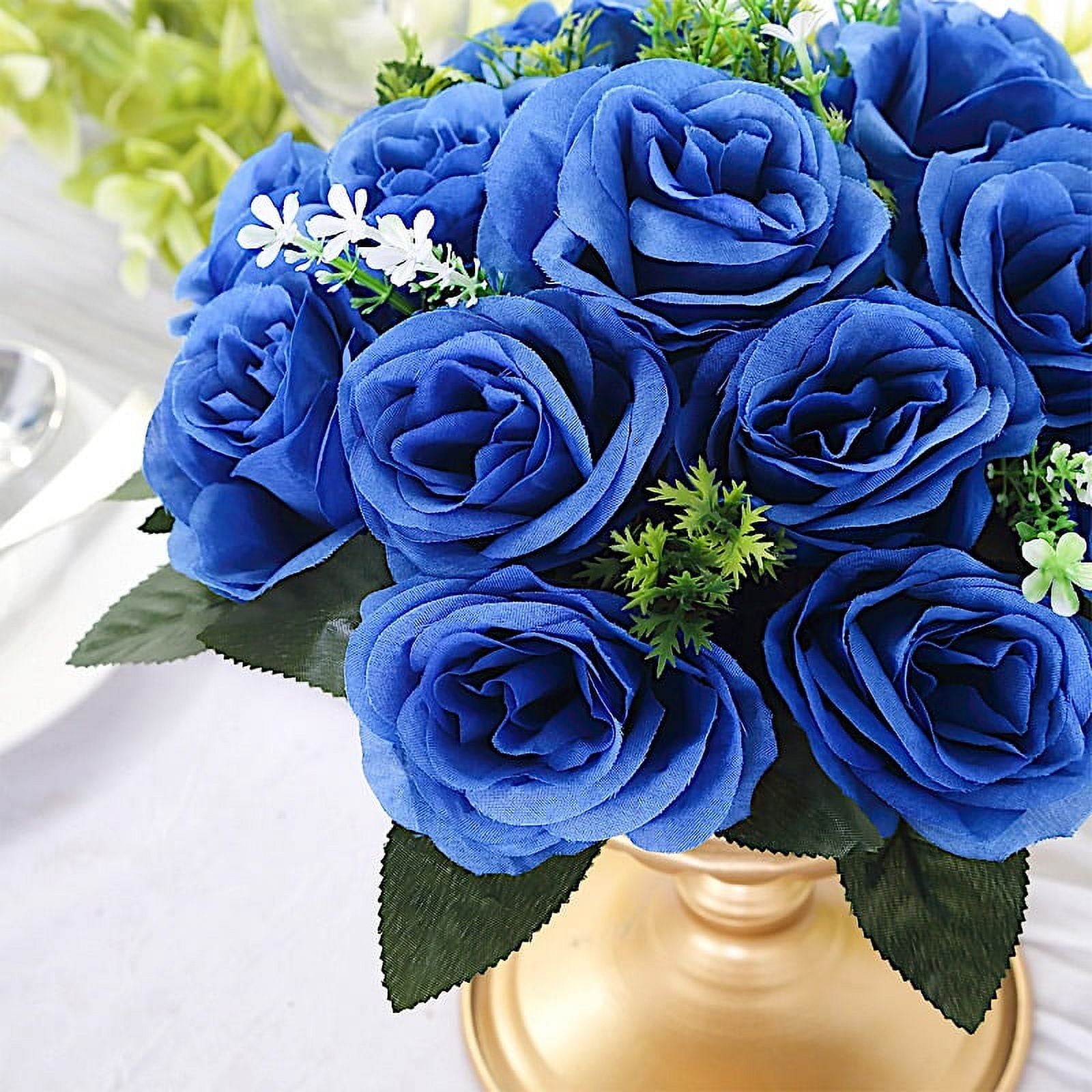 BalsaCircle 2 Silk Roses 10" Royal Blue Artificial Flower Ball Bouquets ...