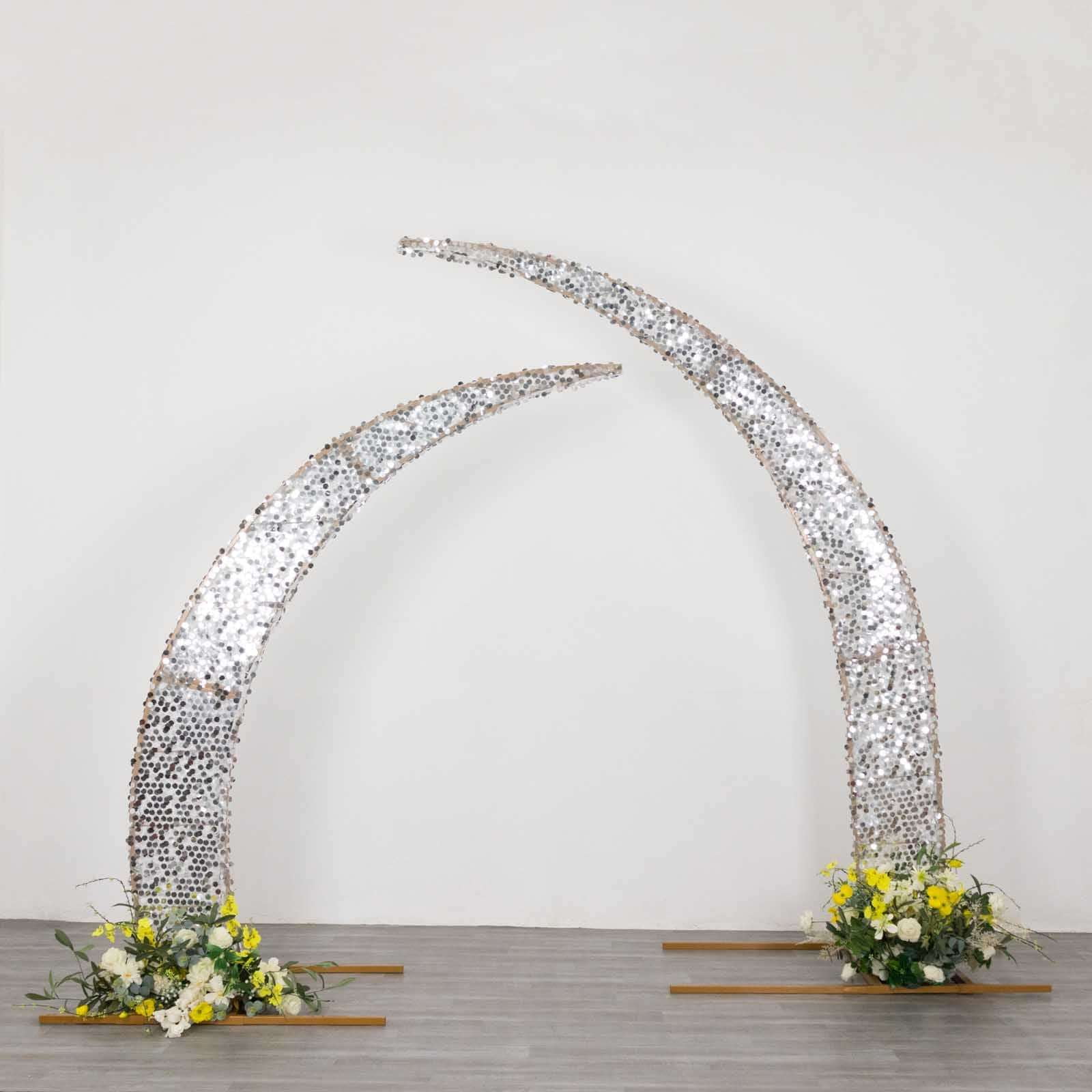 BalsaCircle 2 Silver Big Payette Sequin Half Crescent Moon Backdrop ...