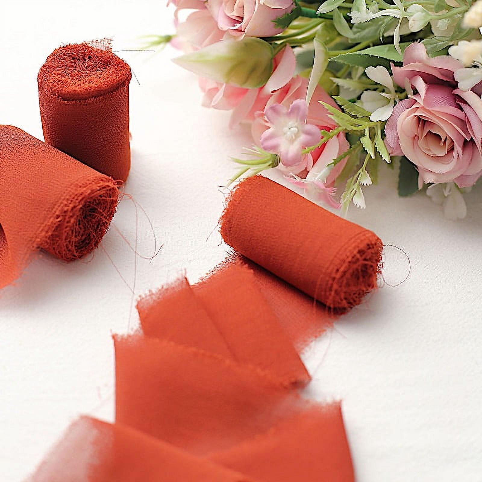 BalsaCircle 2 Terracotta 1.5" x 6 yards Chiffon Ribbon Rolls Wedding ...