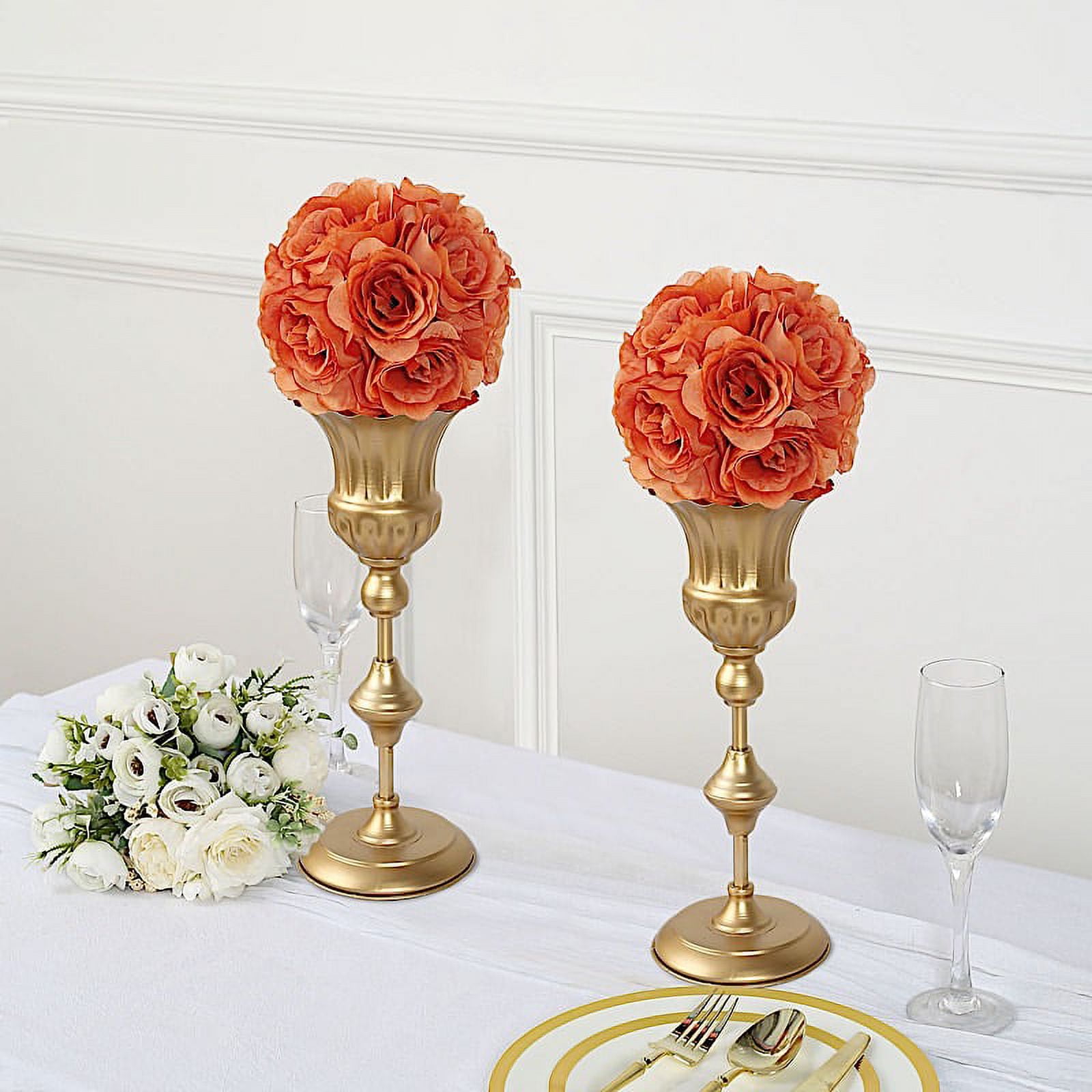 BalsaCircle 2 Terracotta Roses 7" Kissing Flower Balls Pomander Wedding ...
