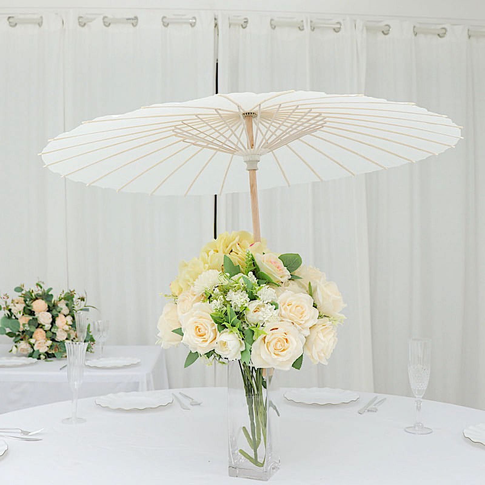 BalsaCircle 2 White 32" Paper Parasol Decorative Umbrellas Party Favors ...