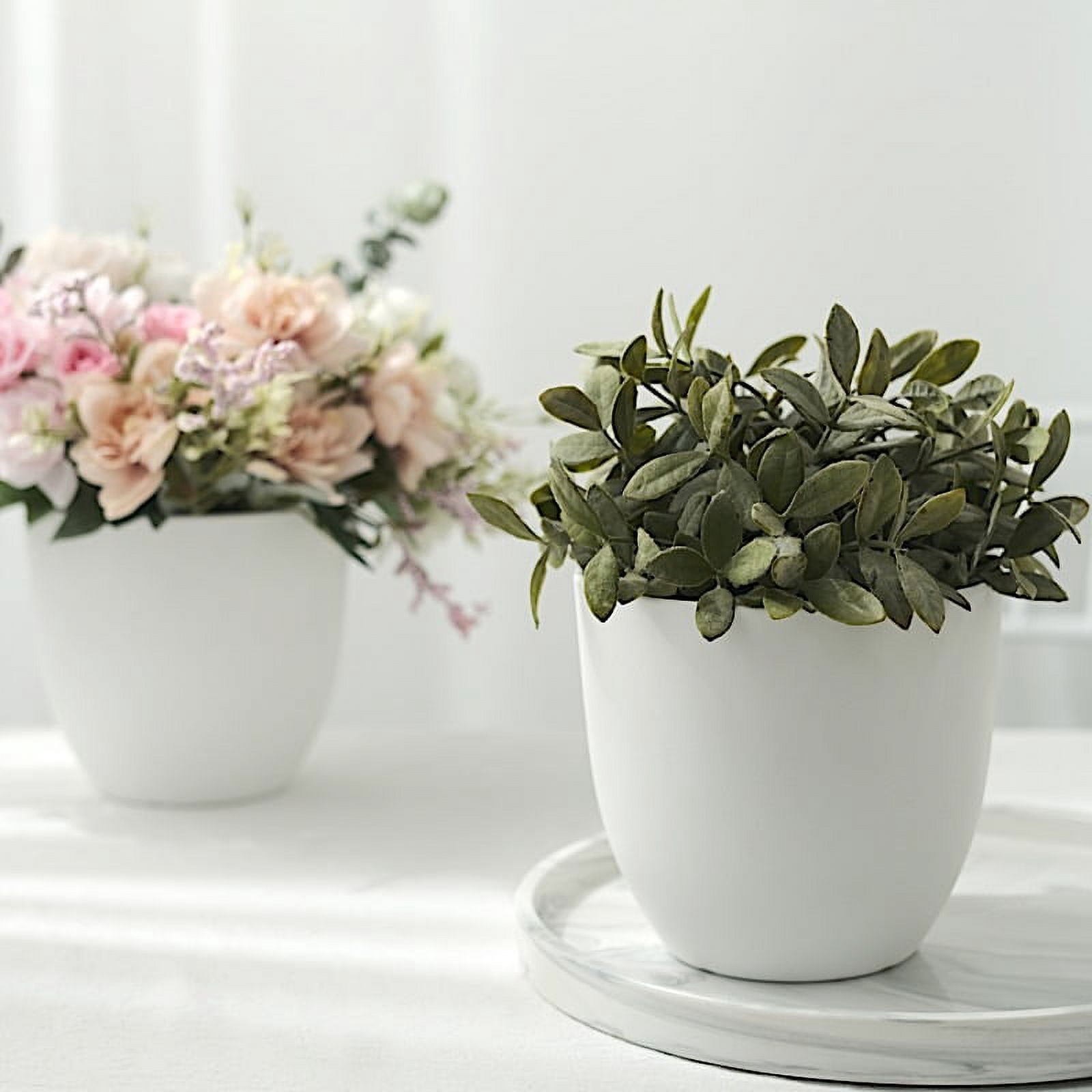 Balsa Circle 2 White 5.5" Plastic Succulent Planters Indoor Flower ...