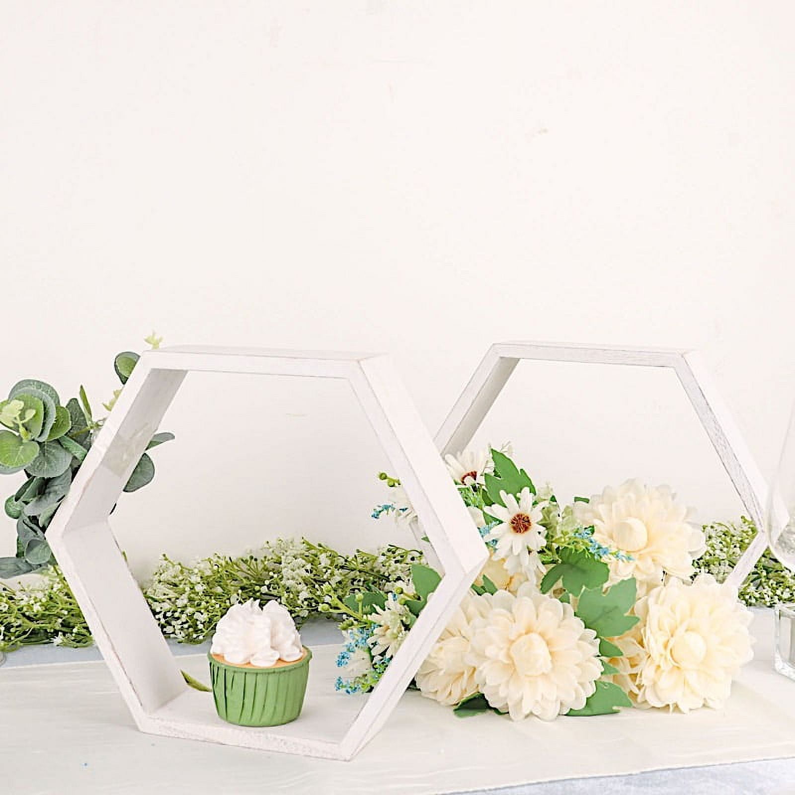 BalsaCircle 2 White 9" Hexagon Geometric Wall Shelves Wood Centerpieces ...