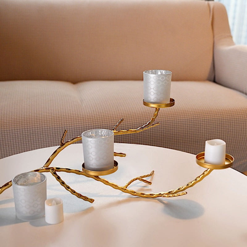 BalsaCircle 2 ft Gold Metal Manzanita Tree Branch Candelabra Candle ...