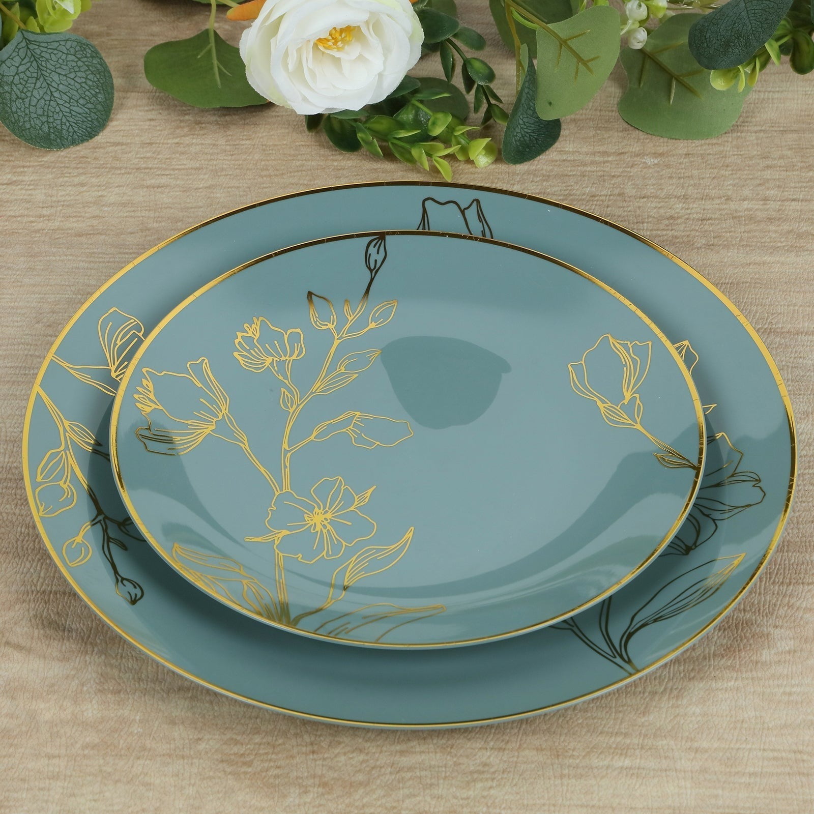 Balsa Circle 20 Dusty Blue Round Disposable Salad Dinner Plastic PLATES ...